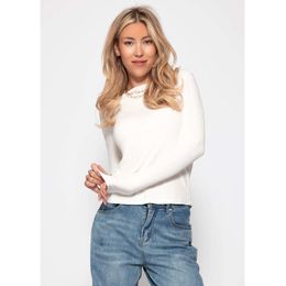SASSYCLASSY Langarmshirt in Rippstruktur in Offwhite | Gr.: S