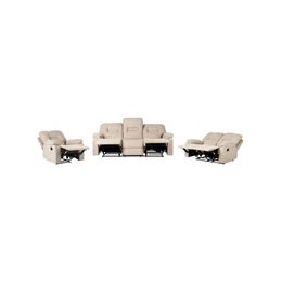 Beliani 3-tlg Sitzgruppe BERGEN in Beige/Schwarz | Gr.: onesize