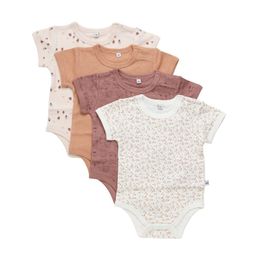 Pippi Babywear Kinder Kurzarmbody "Body SS AO-printed (4-pack)" in Rosa | Gr.: 50