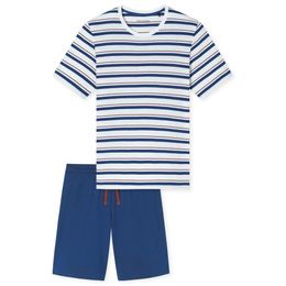 Schiesser Schlafanzug Casual Nightwear in Blau | Gr.: 52