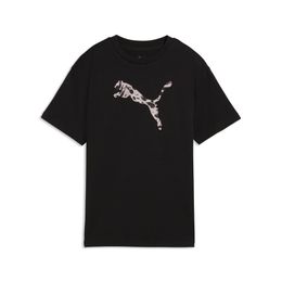 Puma T-Shirt 'ESS' Jungen Gr&ouml;&szlig;e 140 beige / schwarz
