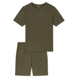 Schiesser Schlafanzug Modern Bonded in Oliv | Gr.: 58