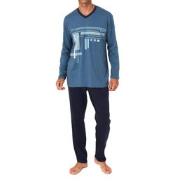 Normann Schlafanzug langarm Pyjama &Uuml;bergr&ouml;&szlig;en in blau | Gr.: 52