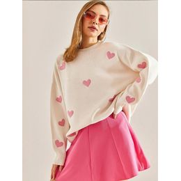Bianco Lucci Pullover Damen Gr&ouml;&szlig;e S/L ecru / rosa
