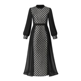 Modamihram Kleid Damen Gr&ouml;&szlig;e 48 schwarz / silber Winterkleid