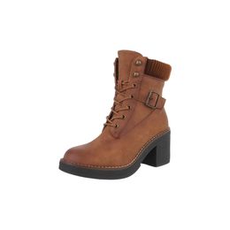 Ital-Design Schn&uuml;rstiefelette Damen Gr&ouml;&szlig;e 38 cognac / schwarz Winterschuhe