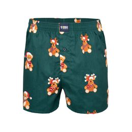 Happy Shorts Boxershorts 'Christmas' Herren Gr&ouml;&szlig;e M ocker / dunkelgr&uuml;n / rot / wei&szlig;