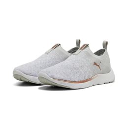 Slip-On Sneaker Puma "SOFTRIDE REMI SLIP-ON KNIT WN'S", Damen, Gr. 42,5, rosa (ash gray, Puma wei&szlig;, rose gold), Textil, Schuhe, praktischer Schlupfeinstieg