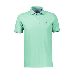 Poloshirt Lerros, Herren, Gr. L, mint water, Single Jersey, Obermaterial: 60% Baumwolle, 40% Polyester, unifarben, normal h&uuml;ftbedeckend, Rundhals, Shirts, mit Logo-Stickerei, kurzarm