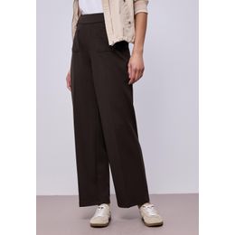 Stoffhose Street One, Damen, Gr. 34, L&auml;nge 28, espresso braun, Stoff, 68% Viskose, 28% Polyester, 4% Elasthan, unifarben, comfort fit lang, Hosen Stoffhose, High Waist
