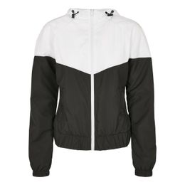 Anorak Urban Classics "Urban Classics Damen Ladies Arrow Windbreaker", Damen, Gr. M, wei&szlig;, schwarz, 100% Polyester, mehrfarbig, normal, ohne Ausschnitt, Jacken