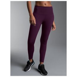 Leggings TRIGEMA "TRIGEMA Leggings mit reflektierendem Schwinge", Damen, Gr. L, US-Gr&ouml;&szlig;en, aubergine, 75% Nylon, 25% Elasthan, Hosen Leggings