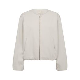 Blouson Freequent "FQNANNI-JACKET", Damen, Gr. L, moonbeam, Web, Obermaterial: 73% Polyester, 24% Viskose, 3% Elasthan, unifarben, weit h&uuml;ftlang, Rundhals, Jacken Blouson, ohne Kragen, mit Rei&szlig;verschluss