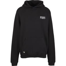 Kapuzenpullover PEQUS "PEQUS PEQUS Back Logo Hoodie", Herren, Gr. L, schwarz, 100% Baumwolle, bedruckt, Pullover Kapuzenpullover