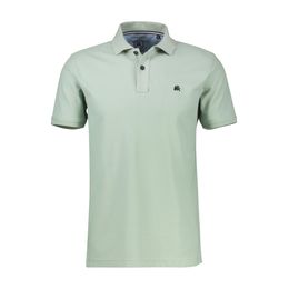 Poloshirt Lerros, Herren, Gr. XL, basalbay gr&uuml;n, Single Jersey, Obermaterial: 60% Baumwolle, 40% Polyester, unifarben, normal h&uuml;ftbedeckend, Rundhals, Shirts, mit Logo-Stickerei, kurzarm