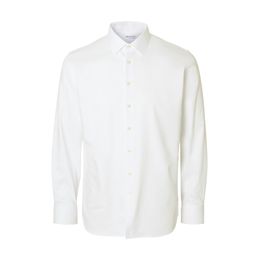 Langarmhemd Selected "SLHSLIMPERFORMANCE SHIRT LS D", Herren, Gr. XXL, N-Gr, wei&szlig; (hellwei&szlig;), Web, Obermaterial: 60% Baumwolle, 35% Polyester, 5% Elasthan, unifarben, slim fit normal, 2-Knopf-Manschette, Hemden