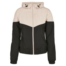 Anorak Urban Classics "Urban Classics Damen Ladies Arrow Windbreaker", Herren, Gr. L, lightpink, schwarz, 100% Polyester, mehrfarbig, normal, ohne Ausschnitt, Jacken