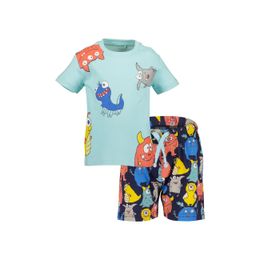 Shirt & Shorts Blue Seven, Jungen, Gr. 122, aqua, Jersey, Obermaterial: 100% Baumwolle, bedruckt, KOB Set-Artikel, mit coolen Monsterdrucken