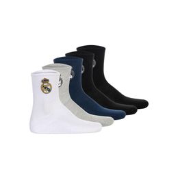 Kurzsocken REAL MADRID "Socken RM Kids Crew Socks 5-Pack Embroidery 5er Pack", M&auml;dchen, Gr. 23-26, wei&szlig;, schwarz, dunkelblau, grau, Obermaterial: 80% Baumwolle CO. 18% Polyamid PA. 2% Elasthan EL., Socken