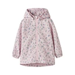 Outdoorjacke name it "NMFMAXI JACKET LI AOP NOOS", M&auml;dchen, Gr. 110, lila snow aop:4 floral patchwork, Web, Obermaterial: 100% Polyester, bedruckt, Po-bedeckend, elastischer Bund, Jacken Outdoorjacke