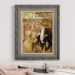 Bilderwelten Leinwandbild mit Barockrahmen Alfons Mucha - Werbeplakat f&uuml;r Flirt Biscuits