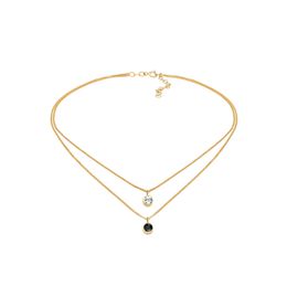 Elli Halskette Kristall Kette, Layer Damen Gr&ouml;&szlig;e One Size gold / schwarz