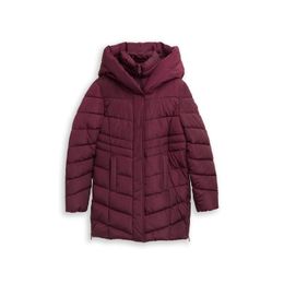 Tom Tailor Damen Puffer-Mantel im 2-in-1-Look, rot, Uni, Gr. M