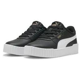 Sneaker Puma "Carina 3.0 Sneakers M&auml;dchen", M&auml;dchen, Gr. 32.5, schwarz-wei&szlig; (schwarz, wei&szlig; gold), Obermaterial: Textil, Synthetik. Futter: Textil. Innensohle: Textil. Laufsohle: Gummi, Schuhe Sneaker