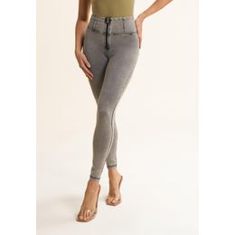 Jeggings Freddy "WRUP", Damen, Gr. XS (34), N-Gr, schwarz (light grau with schwarz seams), Denim/Jeans, Obermaterial: 84% Baumwolle, 16% Elasthan, skinny fit lang, Hosen Jeggings, mit hohem Bund und Push-Up Effekt
