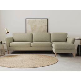 Ecksofa Home Affaire "MARSEILLE (279/152cm),L-Form, Rec. rechts/links, verschiedene Bez&uuml;ge", beige, B:279cm H:88cm T:152cm, Struktur fein (58% Polyester, 22% Polypropylen);Filzoptik (100% Polyester);Webstoff (100% Polyester), Sofas, Ecksofa, Massivholzbeine Eiche, Landhausstil, Wellenunterfederung