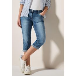 3/4-Jeans Cecil "Style SCARLETT", Damen, Gr. 36, N-Gr, blau (light blau washed), Denim/Jeans, Obermaterial: 78% Baumwolle, 20% Polyester, 2% Elasthan, unifarben, slim fit kniebedeckend, Jeans 3/4-Jeans, mit Stretch