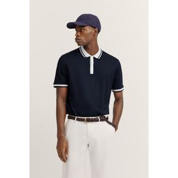 Poloshirt Bugatti, Herren, Gr. L, 390, marine, 100% Baumwolle, unifarben, normal, ohne Ausschnitt, Rippb&uuml;ndchen, Shirts Poloshirt, mit k&ouml;rpernaher Passform