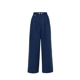 Hell Bunny Costello Trousers Stoffhose blau wei&szlig; in XS H50371 NVY