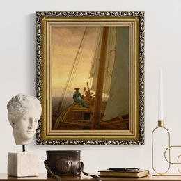 Bilderwelten Bild mit Barockrahmen Antik originell modern Barock beige - Caspar David Friedrich - Auf dem Segler - edle Optik Wohnzimmer Schlafzimmer