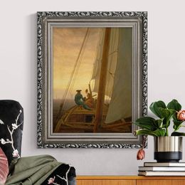 Bilderwelten Bild mit Barockrahmen Antik originell modern Barock beige - Caspar David Friedrich - Auf dem Segler - edle Optik Wohnzimmer Schlafzimmer