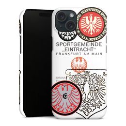 DeinDesign iPhone 15 Plus Handy Premium Case Smartphone Handyh&uuml;lle Schutzh&uuml;lle matt Retro Eintracht Frankfurt Official Licensed Product Premium Case