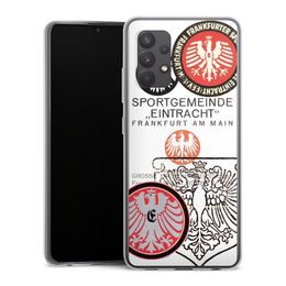 DeinDesign Galaxy A32 4G Handy Silikon H&uuml;lle Case transparent Handyh&uuml;lle Retro Eintracht Frankfurt Official Licensed Product Silikon Case