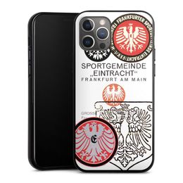 DeinDesign iPhone 12 Pro Handy Silikon H&uuml;lle Case schwarz Handyh&uuml;lle Retro Eintracht Frankfurt Official Licensed Product