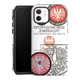 DeinDesign iPhone 12 mini Handy Panzer Handyh&uuml;lle robuste Outdoor H&uuml;lle Schutzh&uuml;lle gl&auml;nzend Retro Eintracht Frankfurt Official Licensed Product Tough Case