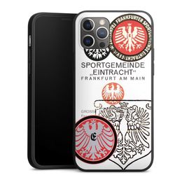 DeinDesign iPhone 12 Pro Handy Premium Silikon H&uuml;lle Handyh&uuml;lle schwarz Case Retro Eintracht Frankfurt Official Licensed Product Silikon Premium Case