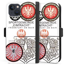 DeinDesign iPhone 13 Handy Klapph&uuml;lle Handyh&uuml;lle aus Kunst Leder schwarz Flip Case Retro Eintracht Frankfurt Official Licensed Product Sideflip mit Lasche