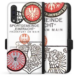 DeinDesign Galaxy A50 Handy Klapph&uuml;lle Handyh&uuml;lle aus Kunst Leder schwarz Flip Case Retro Eintracht Frankfurt Official Licensed Product Sideflip mit Lasche