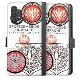 DeinDesign Galaxy A32 4G Handy Klapph&uuml;lle Handyh&uuml;lle aus Kunst Leder schwarz Flip Case Retro Eintracht Frankfurt Official Licensed Product Sideflip mit Lasche