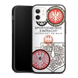 DeinDesign iPhone 12 mini Handy Premium Silikon H&uuml;lle Handyh&uuml;lle schwarz Case Retro Eintracht Frankfurt Official Licensed Product Silikon Premium Case