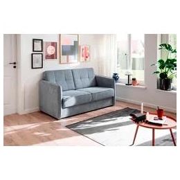Schlafsofa Home Affaire "Milano", blau (hellblau), B:147cm H:89cm T:87cm, 100% Polyester, Sofas, Schlafsofa, zwei einzeln ausziehbare Liegefunktionen