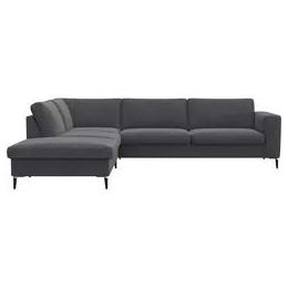Ecksofa FLEXLUX "Fiore, L-Form, bequem und komfortabel durch hochwertigem Sitzaufbau", grau (dervit grau), B:273cm H:85cm T:225cm, 100% Polyester, Sofas, Ecksofa, breite Armlehnen, Kaltschaum, F&uuml;&szlig;e Alu+schwarz