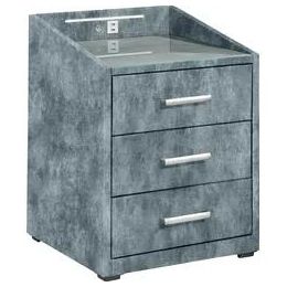 Nachtkonsole ED EXCITING DESIGN "Moon", blau (blau, infinity 12 smoke blau), B:47cm H:61cm T:46cm, Sideboards, Nachtkonsole, mit LED-Beleuchtung und USB-Anschluss & USB-C-Anschluss