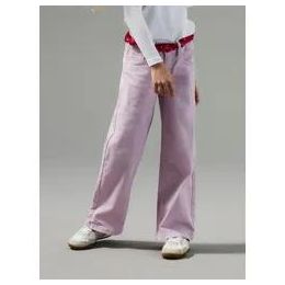 5-Pocket-Hose name it "NKFROSE WIDE TWI PANT 1115-TP NOOS", M&auml;dchen, Gr. 128, N-Gr, rosa (winsome orchid), Twill, Obermaterial: 98% Baumwolle, 2% Elasthan, unifarben, weit lang, Hosen 5-Pocket-Hose, Baumwollmischung, regular fit, verstellbarer Bund