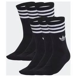 Sportsocken Adidas ORIGINALS "3-STREIFEN CREW, 6 PAAR", Herren, Gr. XL (46/48), schwarz, Obermaterial: 100% Polyamid, Socken Sportsocken, f&uuml;r Erwachsene, geripptes Material am Bein