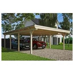 Skan Holz Doppelcarport SKANHOLZ "Emsland", beige (natur), B/H/T: 223cm x, Carports, versch. Farben